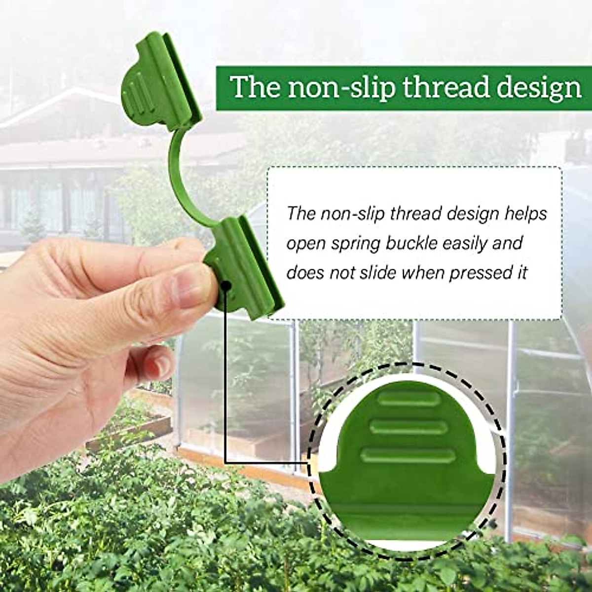 40pcs Greenhouse Clamps, 6mm PP Double Head Fixed Greenhouse Clamp, Plant Stakes Garden Snaps Pipe, Netting Hoop Row Cover, for Home Garden Season Plant Extension Support(Green)
