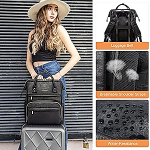 LOVEVOOK Black Backpack Purse for Women Fashion Leather Backpack for Work Travel Shopping Dating with USB Charging Port