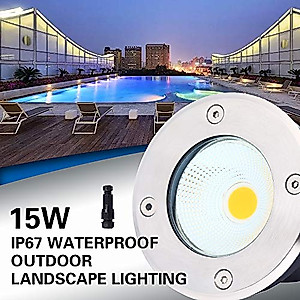 ELEGLO Low Voltage Led Landscape Lights 6 Pack Led Well Lights,15W 12V-24V Ground Lights IP67 Waterproof Landscape Lighting for Garden Lights Outdoor Step, Driveway, Deck(3000K Warm White)