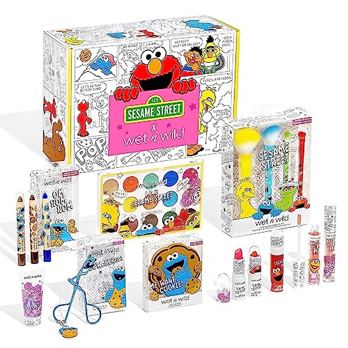 wet n wild Sesame Street Limited Edition PR Box - Makeup Set with Versatile Brushes, Vibrant Buildable & Blendable Palettes & Lip Glosses for Unique Looks, Cruelty-Free & Vegan