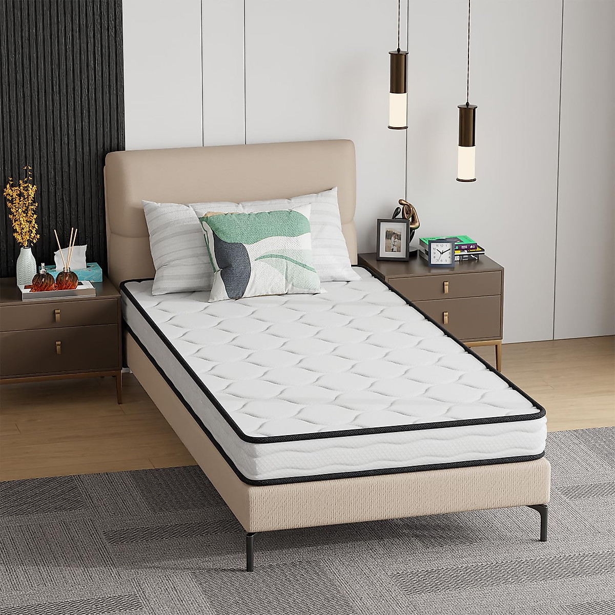 PayLessHere 6 Inch Hybrid Mattress with Innerspring and Foam/Fiberglass Free/Medium Firm Spring Mattress/Twin Size Mattress in a Box/CertiPUR-US Certified/Cool Sleep Pressure Relief