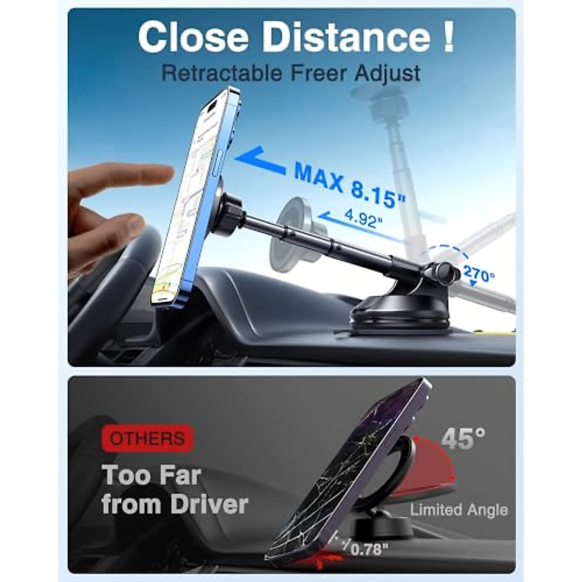 VANMASS Magnetic Cell Phone Holder for Car [2024 True Military-Grade ...