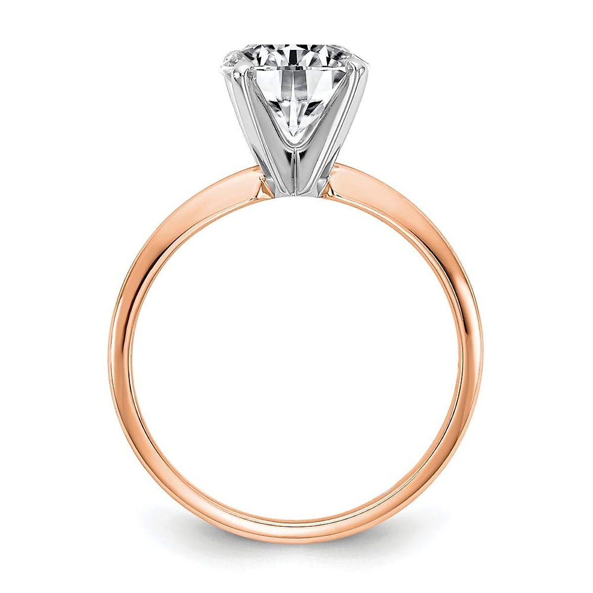 14k Rose Gold 1.75ct. 7.5mm Moissanite Solitaire Engagement Ring Size 5