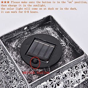 MicDecor 2 PackWrought Iron Solar Palace Lanterns in The Garden, Solar Lights in The Lakeside (Silver)