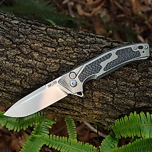 REMETTE Steed Button Lock Pocket Knife,Titanium Handle with Reversible Clip, M390 Blade Flippers Open, Everyday Carry EDC Work Pocket Knife for Men and Women Gift