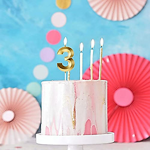 Comluge 5.5 Inch Gold Number 2 Birthday Candle 12 Pcs 5.2 Inch Gold Tall Long Birthday Candles (2, Gold)
