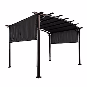 12 X 9 FT Gazebo Outdoor Waterproof Outdoor Grape Shade Canopy Tent with Retractable Shade Canopy, Sturdy Retractable Pergola for Grill, Yard, Commercial