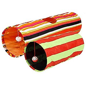 Pet Magasin Collapsible Cat Tunnel Toys (2 Pack) Interactive Pet Tubes with Fun Balls and Crinkle Peep Hole Design for Small Medium & Large Cats Dogs Rabbits and Other Small House Animals