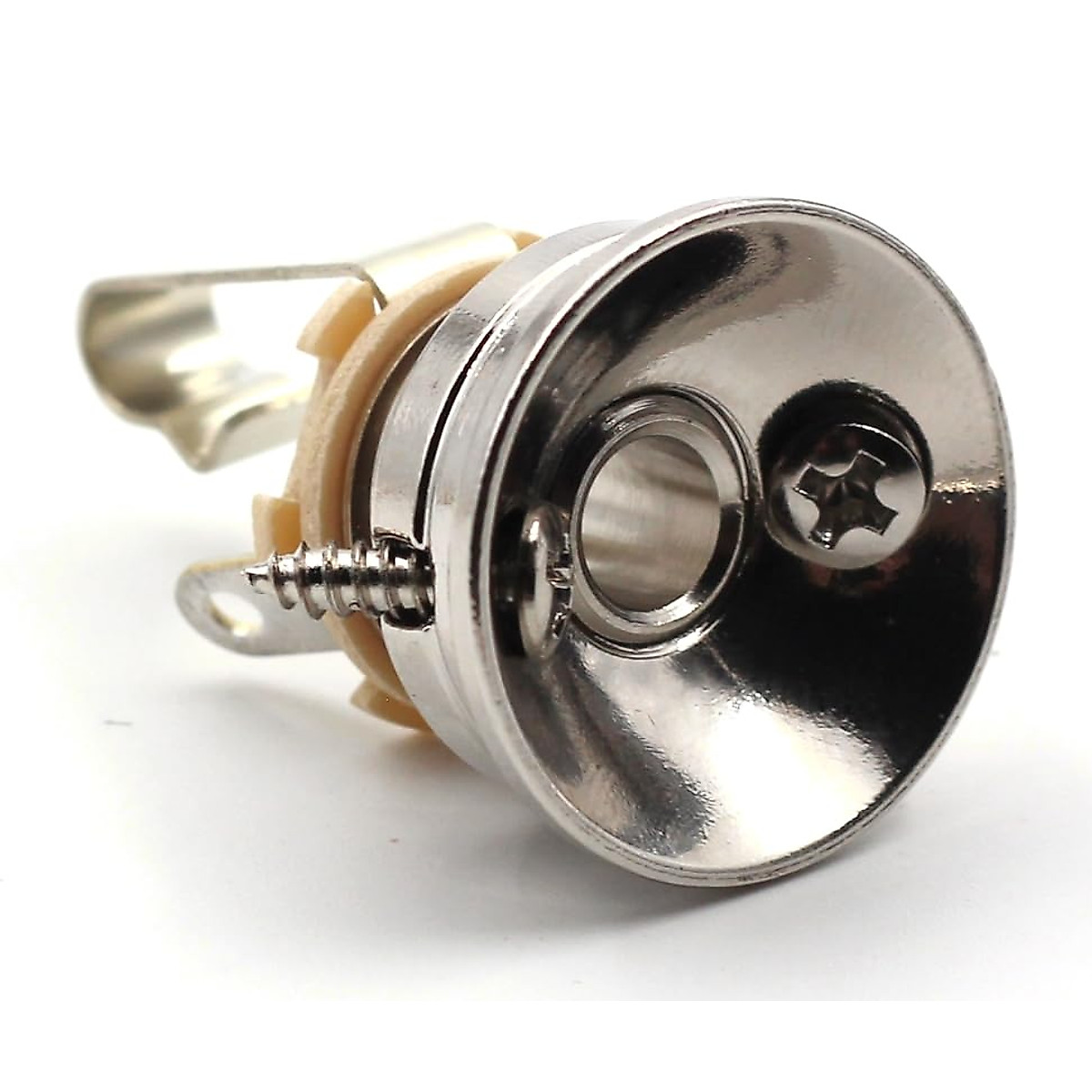 Electrosocket Jack Plate for Telecasters - Polished Nickel Finish + Switchcraft J11 Mono Jack