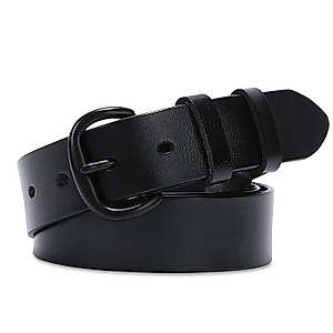WHIPPY Women Leather Belt for Jeans Pants Dresses Ladies Waist Belt with Black Buckle M