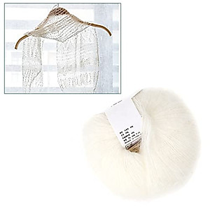 Soft Mohair Wool Knitting Yarn Lightweight Hand Knitwear Yarn DIY Shawl Scarf Crochet Thread(White)