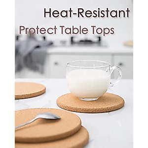 Cork Trivet, 4 Pack High Density Thick Cork Coaster Set for Hot Dishes, 8 Inch Heat Resistant Multifunctional Cork Board, Hot Pads for Table & Countertop