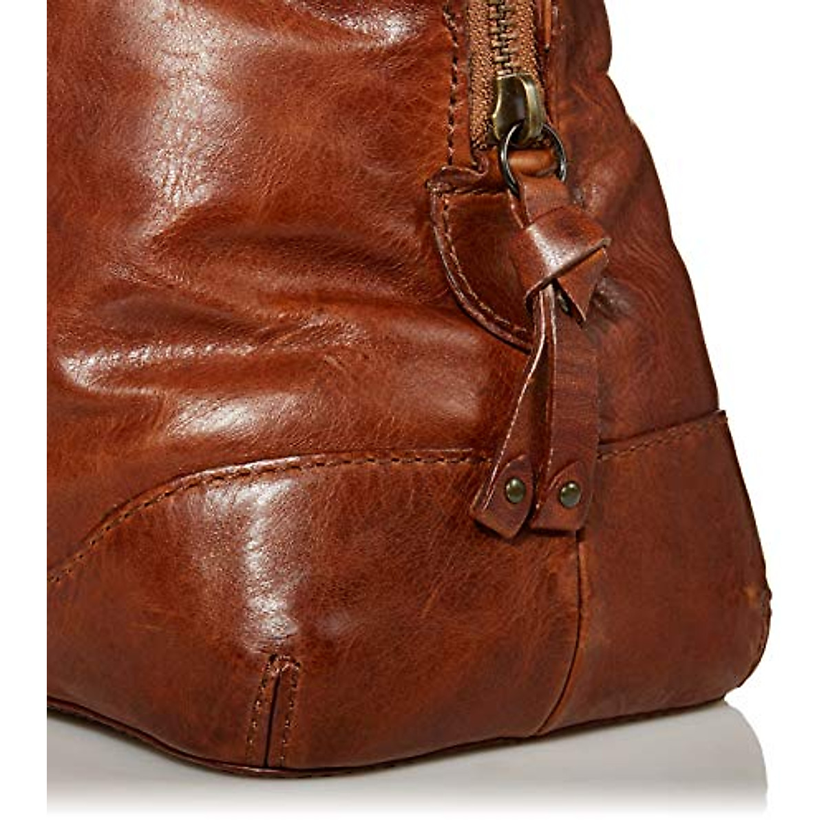 Frye womens Melissa Leather Domed Zip Satchel Bag, Cognac, One Size US