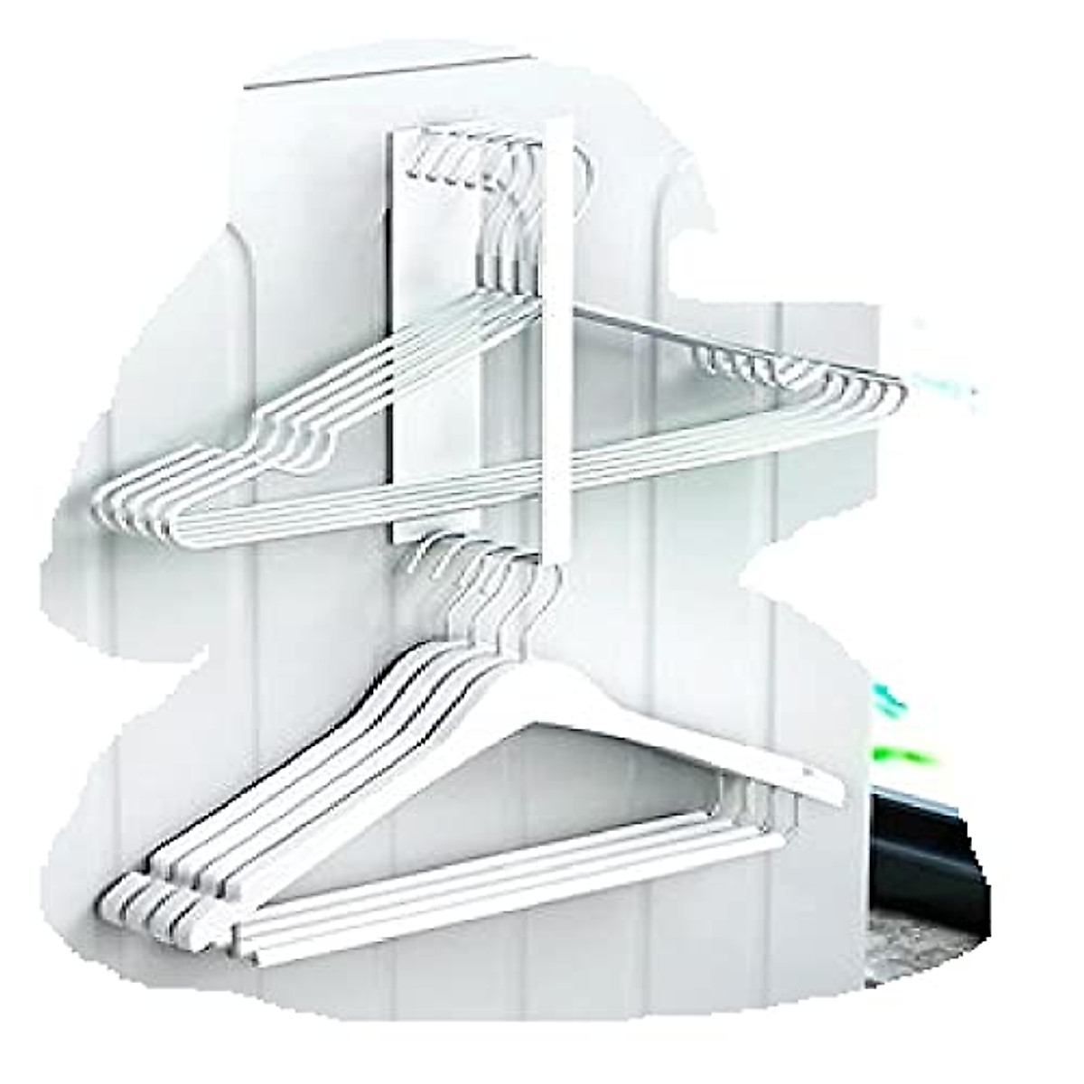 N/B Hanger Organizer, heaohu Single Row Large Capacity Multifunctional Magnetic Washing Machine Clothes Hangers Storage Rack, Artifact Balcony Finishing Clothing Rack Clip Free Punch Racks White