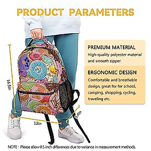 KNOWPHST Donut Backpacks for Girls, Boys - 16 Inch Cute Backpack for School - Colorful, Large Capacity, Durable, Lightweight Bookbag for Kids Travel