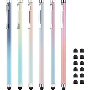 Stylus Pens for Touch Screens, Linfanc 6 Pack Stylus Pens for iPad High Sensitivity and Precision Capacitive Stylus Pens for iPhone All Touch Screens Devices, Extra 12 Replacement Tips