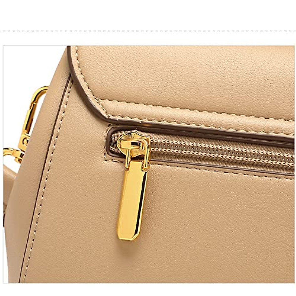 Leather Flap Crossbody Bags for Women Top Handle Satchel Handbag Fashion Casual Shoulder Bag Ladies Purse Tote (Khaki)