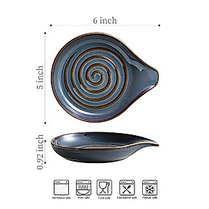 Cormomu Spoon Holder, Cooking Spoon Rest for Stove Top Utensil Rest for Spoons, Ladles, Tongs, Spatula, Large Spoon Holder with Handle for Easy Grip Framhouse Decor Cute Kitchen Gadget, Gray and Blue