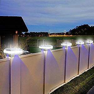 Solar Post Lights Outdoor, FVTLED Flexfit Solar Powered LED Fence Deck Post Cap Light for 3.5x3.5 4x4 5x5 6x6 Wooden Posts, Waterproof White Lighting Patio Garden Decoration (White, 1 Pack)