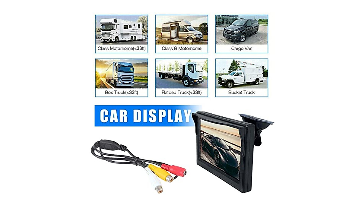 4.3 Inch Car Monitor with 16:9 TFT LCD Screen - Reverse & Video Input