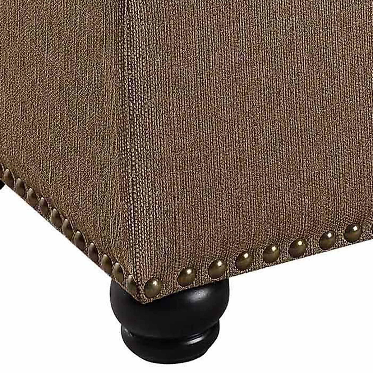 Convenience Concepts Designs4Comfort 5th Avenue Upholstered Storage Ottoman 24" - Contemporary Foot Stool and Seat with Hinged Lid for Living Room, Dining Room, Office, Sandstone Fabric