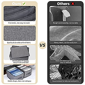 Wardrobe Clothes Organizer, Large Jeans Organizer for Closet, Closet Organizers for Folded Clothes, Washable Foldable Drawer Organizers for Clothing, Shirt Organizer, Pants, Sweaters, 6 Grid 4 Pack