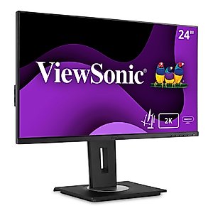 ViewSonic VG2455-2K 24 Inch IPS 1440p Monitor with USB C, HDMI, DisplayPort and 40 Degree Tilt Ergonomics for Home and Office
