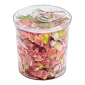 Restaurantware Restaurantware 4 oz Round Clear Plastic Tin Can - with Lid - 2 1/2" x 2 1/2" x 2 3/4" - 100 count box