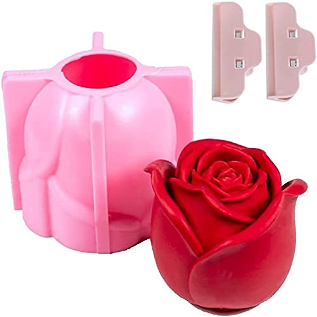 Gridspace Large 3D Rose Silicone Chocolate/ Candle/ Soap Mold for Making Rose Mousse Cake - Diameter-3.3"-Medium