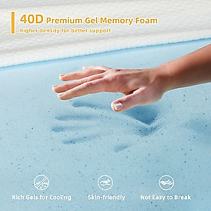 YITAHOME Memory Foam Mattress Topper Queen, 3 Inch Gel Firm Bed Toppers, Breathable Soft Vents Holes Mattress Pad with Removable Washable Cover