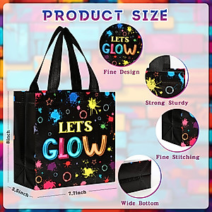 Latwerd 24Pack Glow in the Dark Party Gift Bag Canvas Bag Eco-friendly Reusable Shopping Bag Candy Gift Bag Suitable for Birthday Party Gift Storage Bag