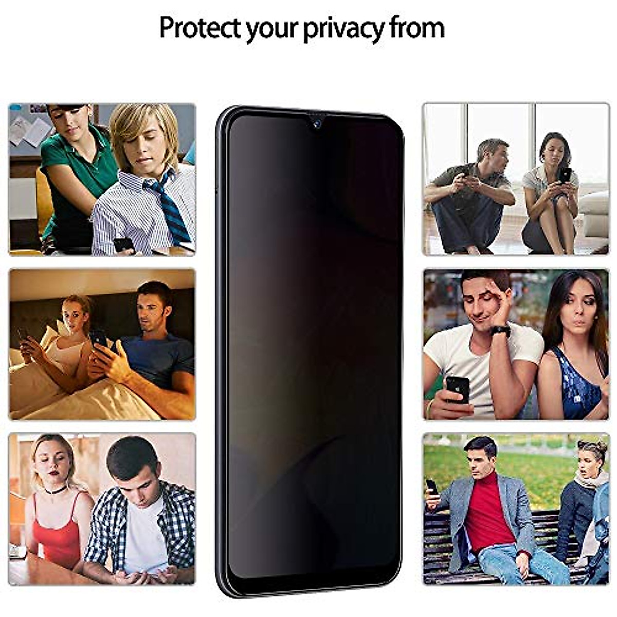 [2 Pack] Galaxy A50 A30 A20 Privacy Screen Protector, [Upgraded] Anti Spy Anti Glare Edge to Edge Full Coverage Privacy Tempered Glass Film for Samsung Galaxy A50 A50S A30 A30S A20 6.4 Inch 2019