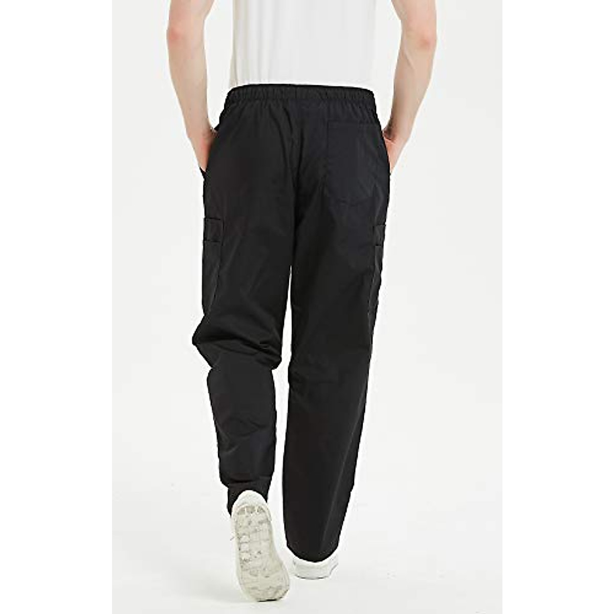 VOGRYE Men's Scrubs Pant Cargo Scrubs Pant with Poctets (M, Black)