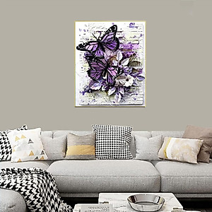 Diamond Painting Kits for Adults DIY 5D Round Full Drill Butterfly Flowers Diamond Art Adult 5d Diamond Painting Very Suitable for Home Leisure and Wall Decoration 11.8x15.7 (Inches) Diamond Painting