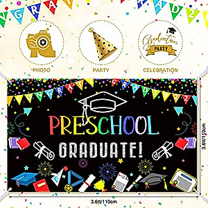 Preschool Graduate Backdrop 2023 School Prom Party Supplies Decoration Banner for Kids Preschool Graduation Decorations Prek Photo Backdrop Ceremony Congrats Grad Banner, 5.9 x 3.6 Ft