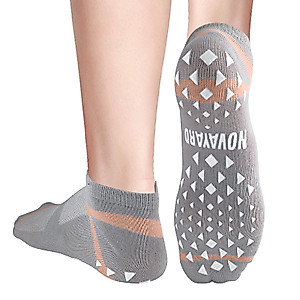 NOVAYARD 6 Pairs Non Slip Yoga Socks Pilates Hospital Gripper Barre Socks Women(Orange,Small)
