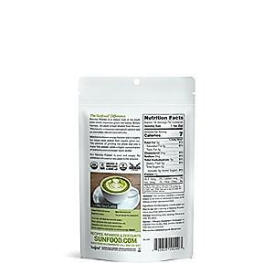 Sunfood Superfoods Matcha Green Tea Powder | 4 oz Bag | For Lattes, Cooking, Baking and More. Unsweetened. 100% Pure Whole Leaf Green Tea | Natural Caffeine Coffee Substitute