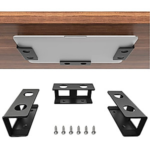 IFCASE Under Desk Laptop Mount, Metal Under Desk Shelf Holder for Laptop, Mac Mini, MacBook, Keyboard with Anti-Scratch Silicone (Black)