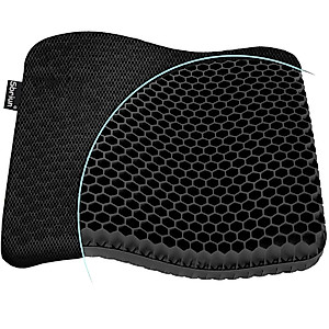 Gel Enhanced Seat Cushion for Long Sitting - Double Thick Honeycomb Breathable Design Egg Seat Cushion with Non-Slip Cover - Office Chair Car Cooling Seat Cushion - Computer Desk Pain Relief Pad