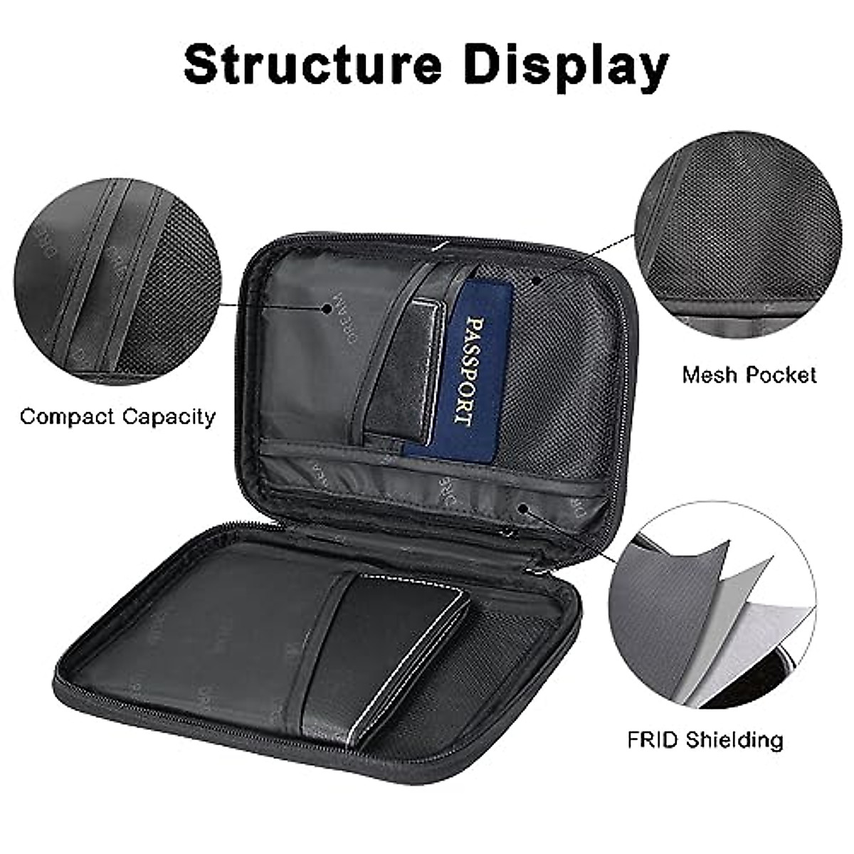 Ougrand Family Passport Holder Portable Waterproof Leather Travel Document Holder