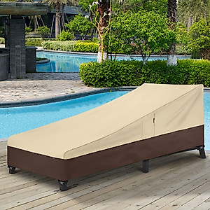 Arcedo Outdoor Chaise Lounge Cover, Waterproof Patio Chaise Lounge Chair Cover with Air Vents, All Weather Resistant Patio Furniture Covers, 80" L x 32" W x 25" H, Beige and Brown