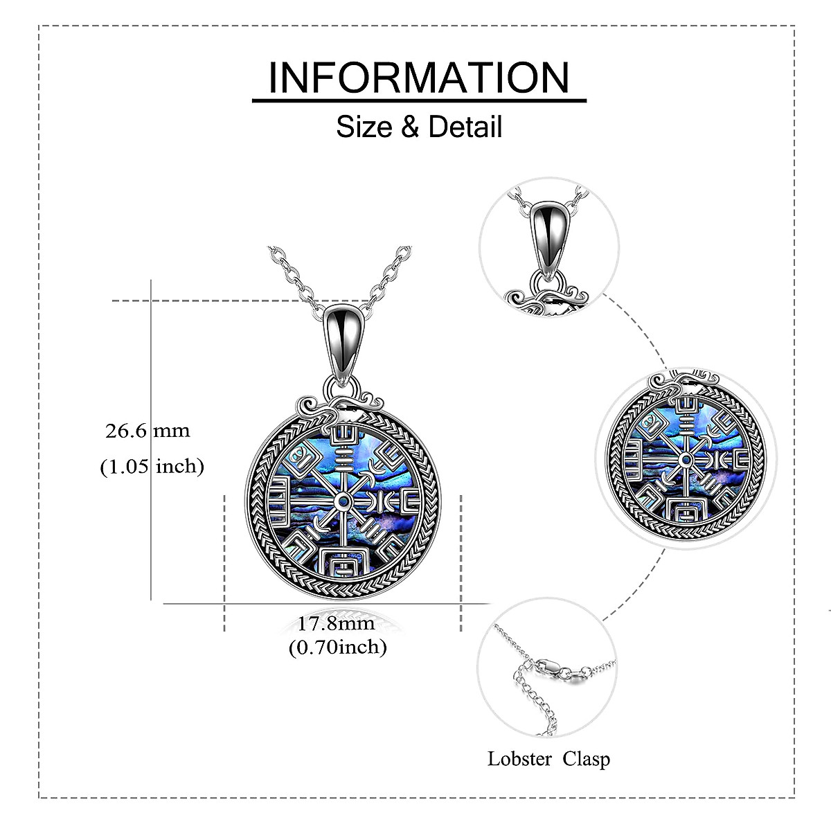 Viking Compass Urn Necklace for Ashes Sterling Silver Viking Compass Cremation Jewelry for Human Ashes of Loved Ones Vegvisir Memorial Jewelry Gifts for Men Women
