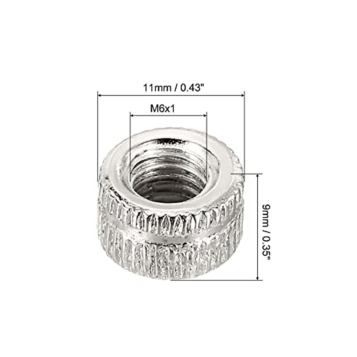 PATIKIL M6x1.0 Cap Nut, 50 Pack Acorn Nut Screw Knob Cap Insert Bolt Cover Female Thread Knurled Decorative Hardware Fittings Light Fixtures Silver Tone