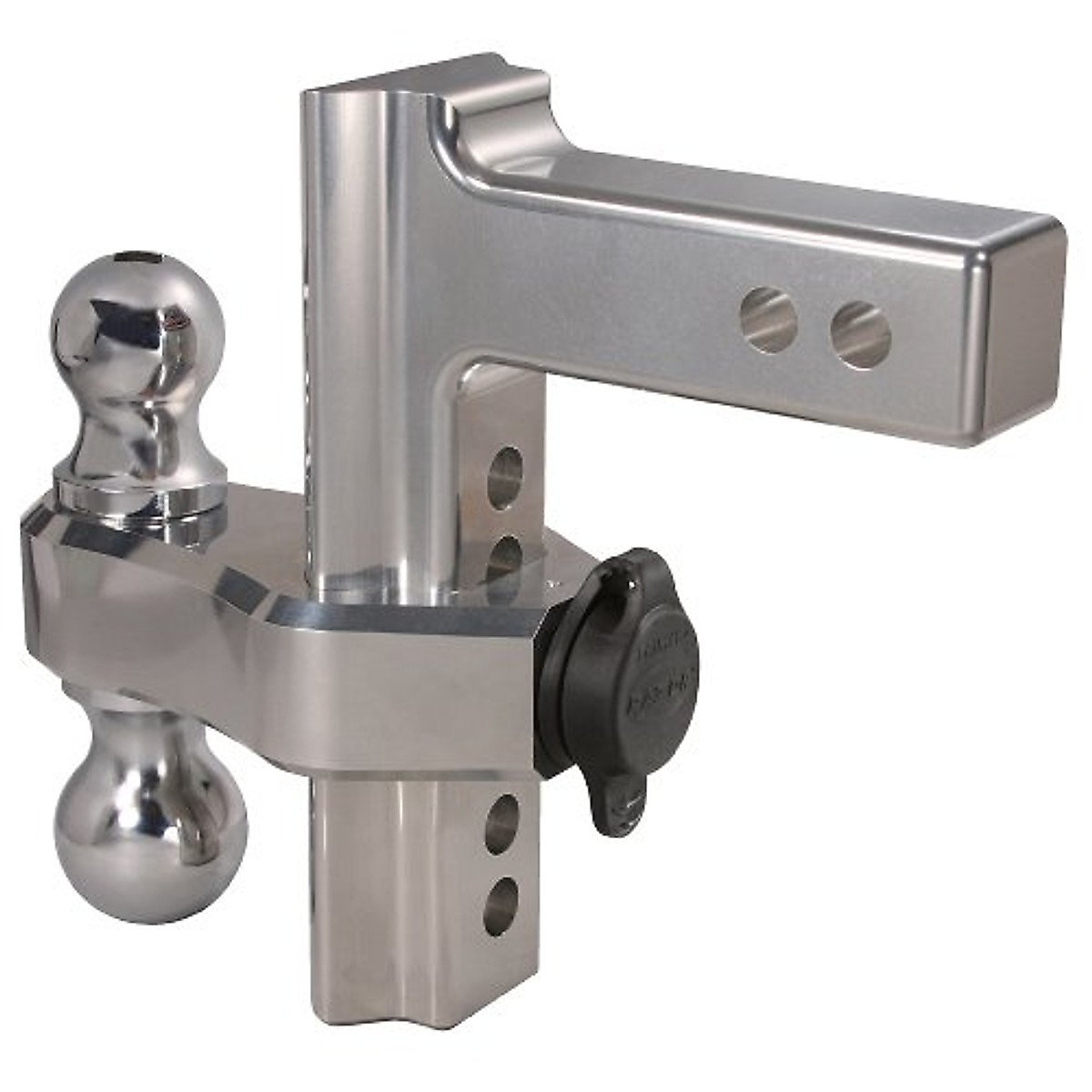 Trimax TRZ8AL 8" Premium Aluminum Adjustable Hitch with Dual Hitch Ball and T5 Receiver Lock, Polished Aluminum