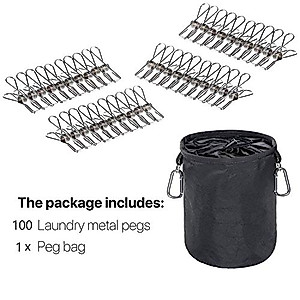 85 Pack Clothes Pins, Multi-Purpose Stainless Steel Wire Clip for Clothes, Paper Files, Snacks Seal in Outdoor Clothesline Home Travel Office