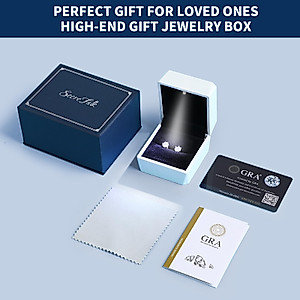 2CT Moissanite Stud Earrings, C6P DF Color Ideal Cut Lab Created Diamond 18K White Gold Plated Earrings for Women with Certificate of Authenticity