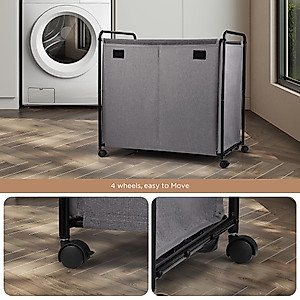 EasyAcc Laundry Basket with Wheels, Rolling Laundry Hamper, 39 Gallons (150L), Laundry Basket, Large Capacity Blanket Storage, Carbon Steel Frame 24 x 16.8 x 23.4 Inches