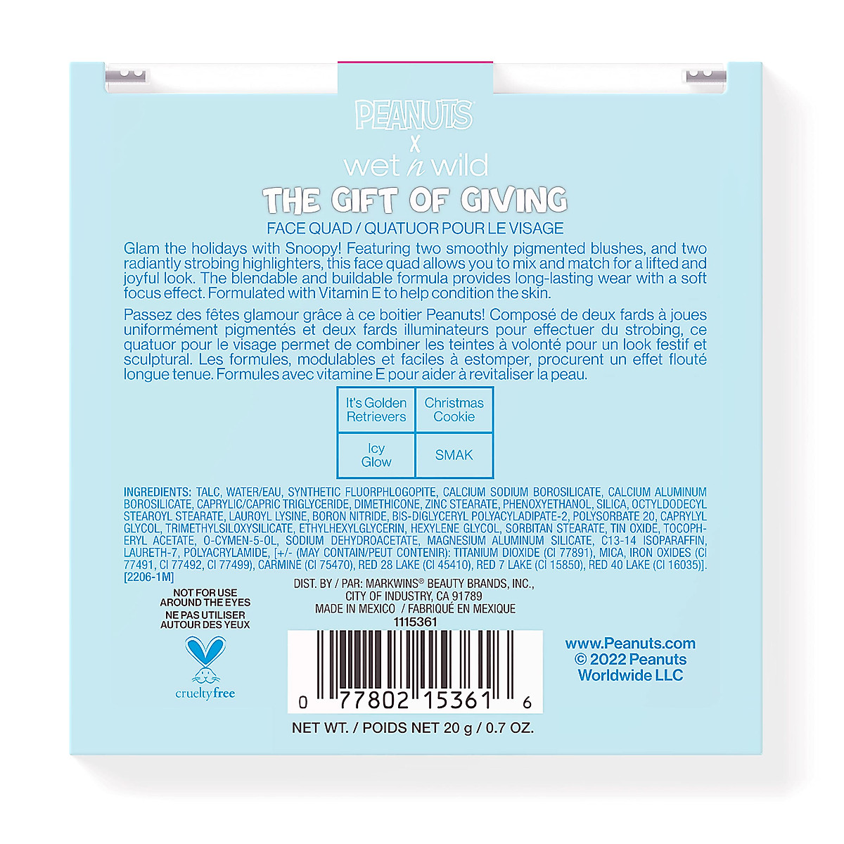 wet n wild Peanut Collection Highlighter Makeup & Blush Palette The Gift of Giving Face Quad (1115361)