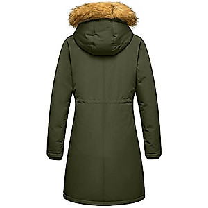 WenVen Women's Winter Hooded Waterproof Parka Jacket Long Coat (Army green, XL)
