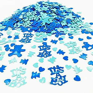 Gender Reveal Party Supplies Blue Confetti Sprinkles for Funny Baby Shower Pinata Party Decoration-"It's A Boy" Bear Horse Heart 1.5OZ